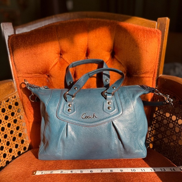 Coach | Bags | Coach Dark Teal Leather Shoulder Bag | Poshmark